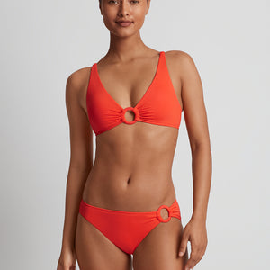 Beach Club Solids Macrame Ring Ots Bikini Top Persimmon