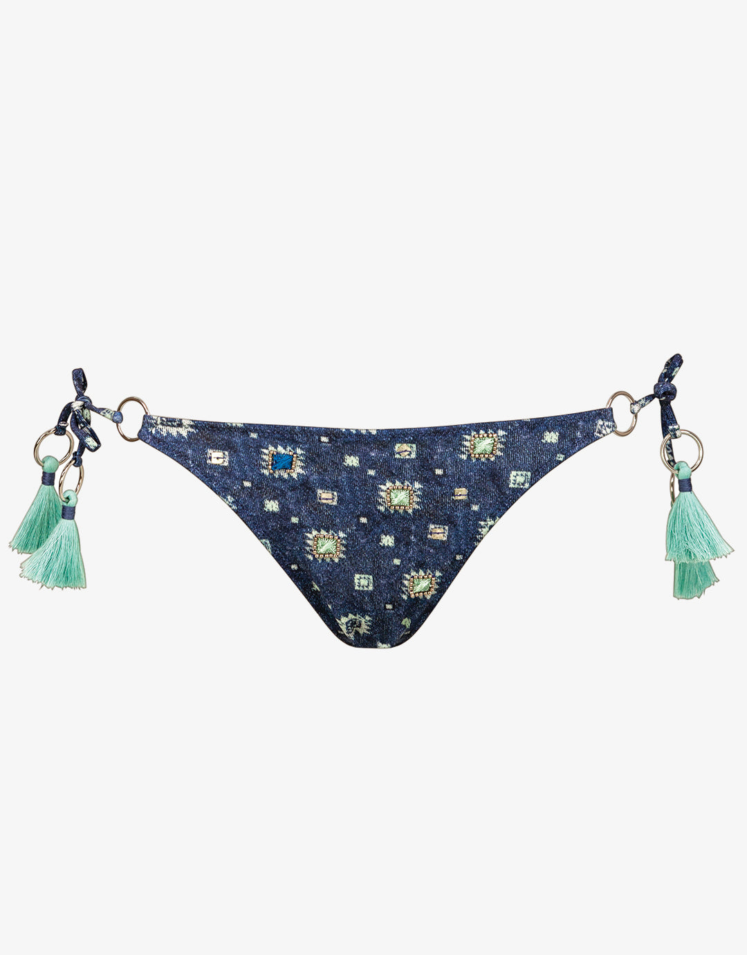 Denim Cues Tassel Tri Bikini Top